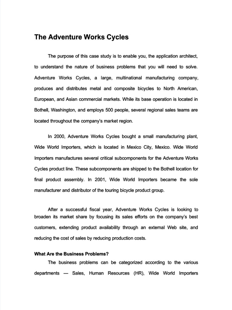 PDF The Adventure Works Cycles What Are The Business Problems Compress | PDF