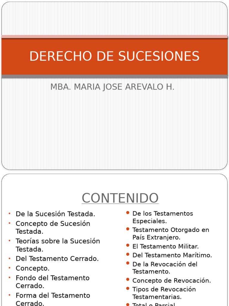 Sucesión Testada en Derecho Nicaragüense | PDF | Herencia | Voluntad y ...