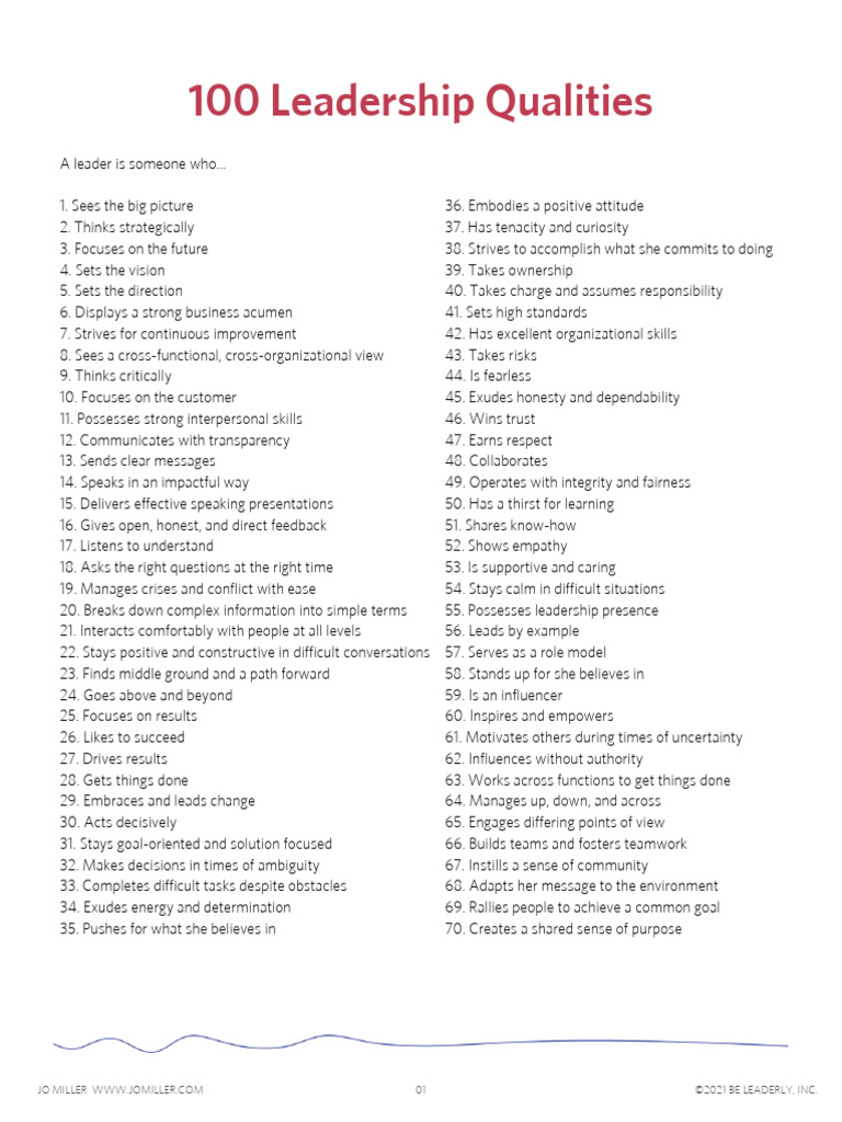 Key Leadership Qualities Explained | PDF | Leadership | Team Building