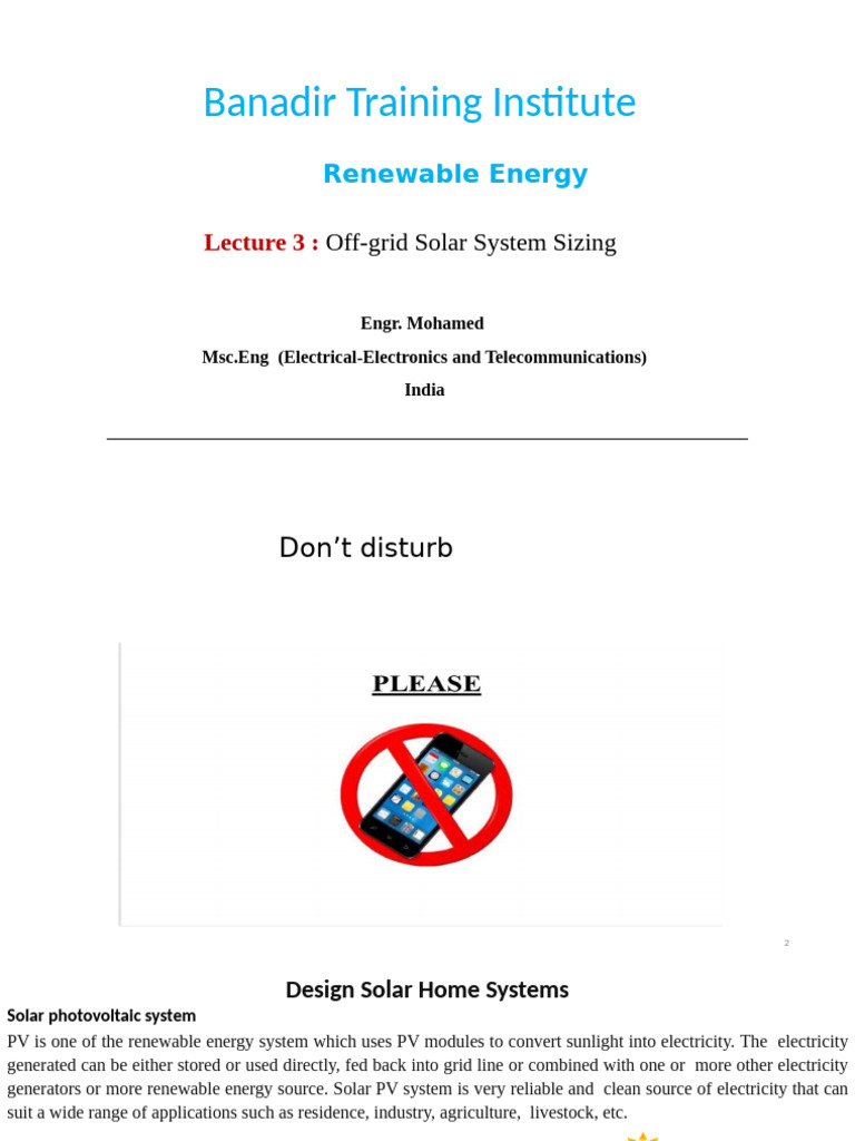 Lecture 4 Off-grid System Sizing | PDF | Photovoltaic System ...