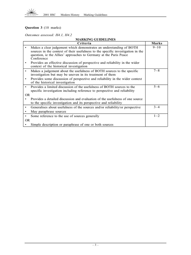 2001 HSC Modern History Marking Guide | PDF | Cognition