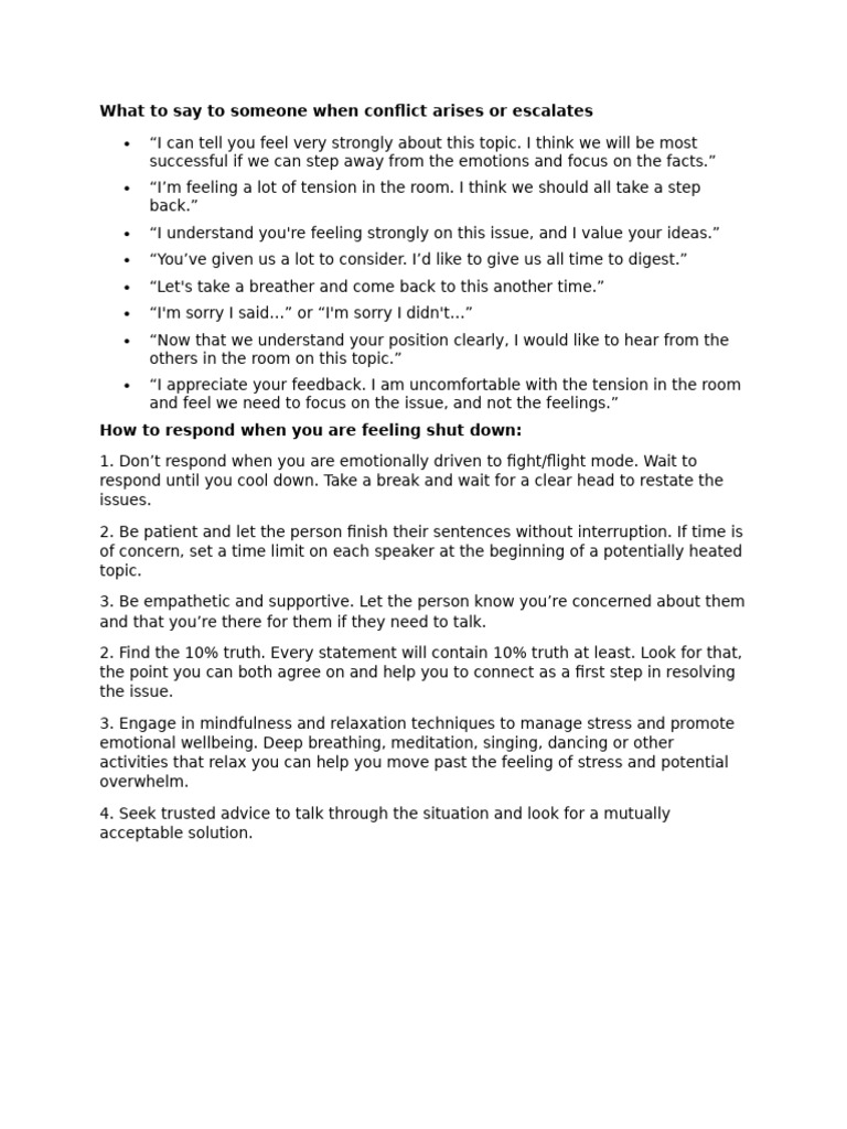 Conflict Resolution Communication Tips | PDF