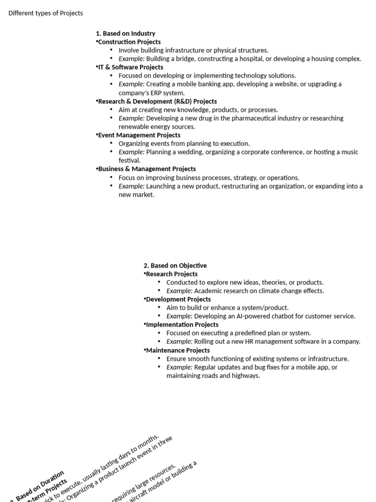 Different Types of Projects | PDF