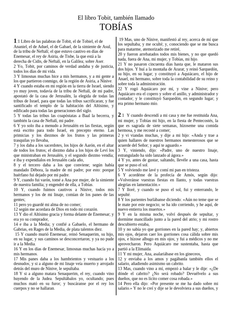 Resumen del Libro de Tobit | PDF | Jonás | Creencia religiosa y doctrina