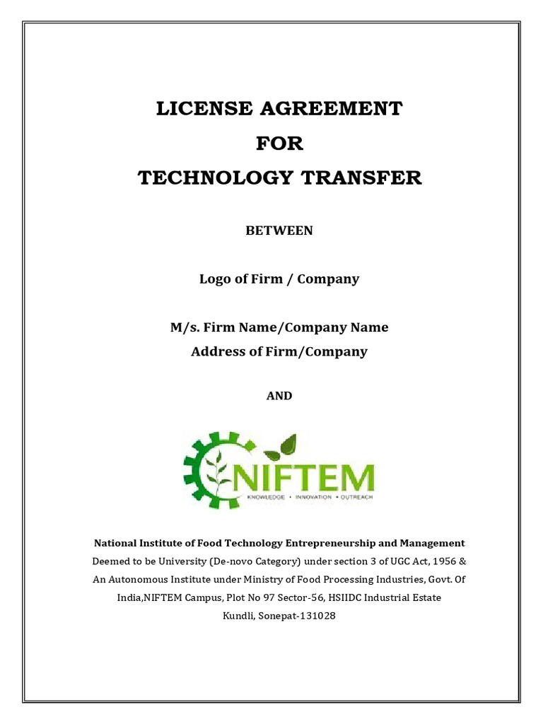 Annexure Iii License Agreement For Technology Transfer 15 1 2020 | PDF ...
