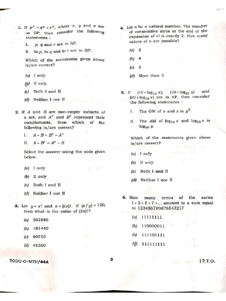 Nda II Maths Question Paper Set A PDF | PDF