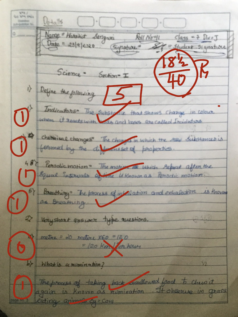 Edited - Harshit Sangani Sci Test | PDF