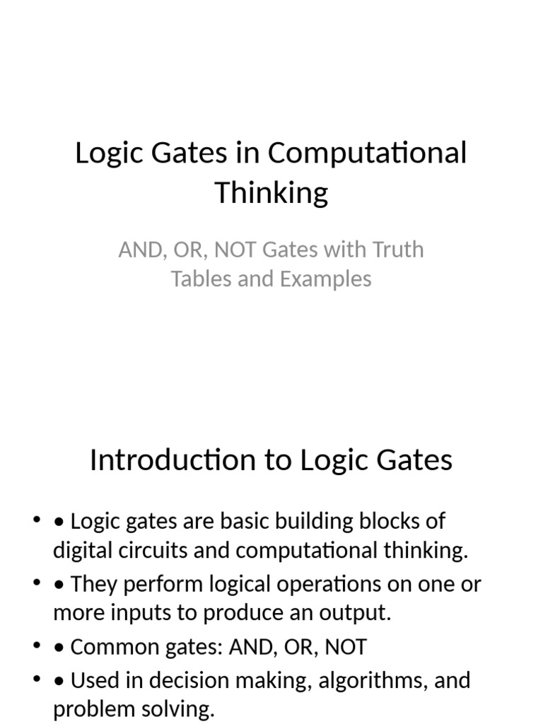 Understanding Logic Gates and Truth Tables | PDF