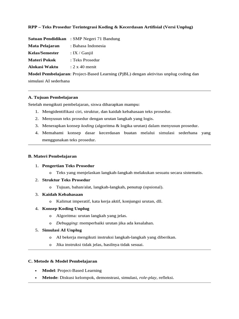 RPP Teks Prosedur KKA | PDF