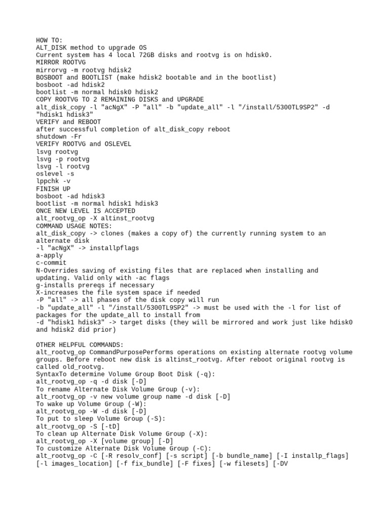 Upgrade OS Using ALT_DISK Method | PDF | Booting | System Software