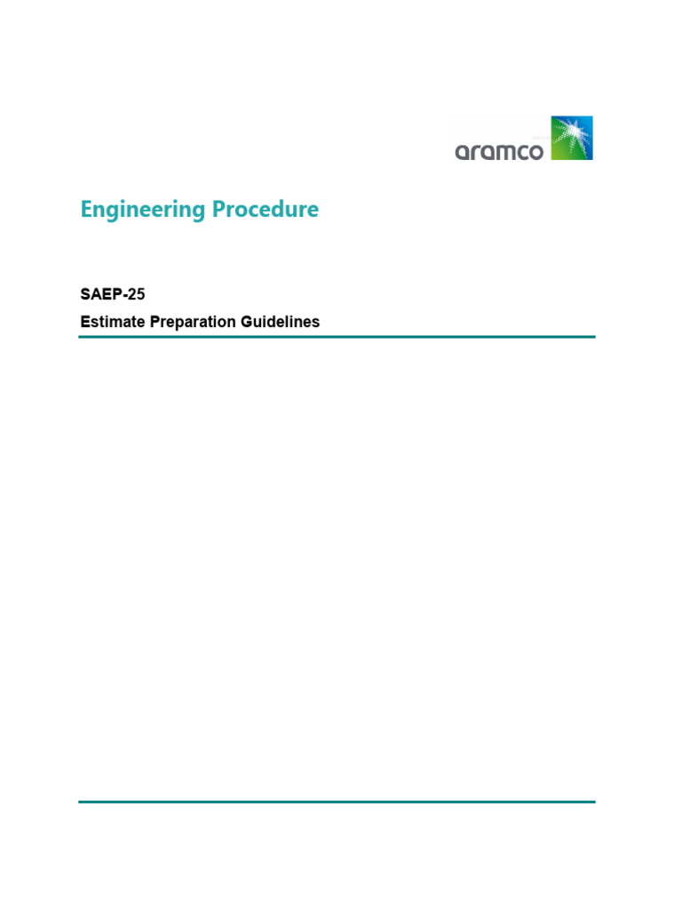 SAEP-25 Estimate Preparation Guidelines | PDF | Project Management