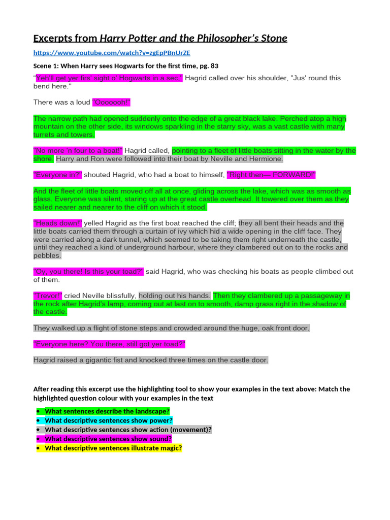 Excerpts From Harry Potter and The Philosopher's Stone - V2 | PDF ...