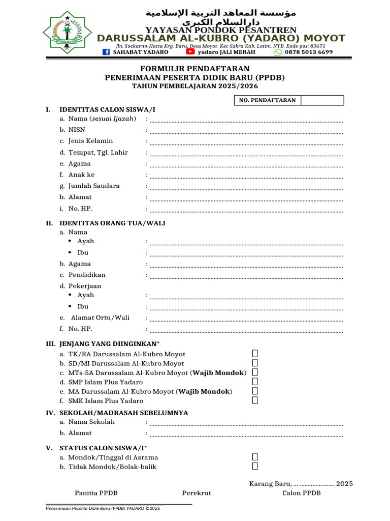 PPDB 2025/2026 YADARO Moyot | PDF