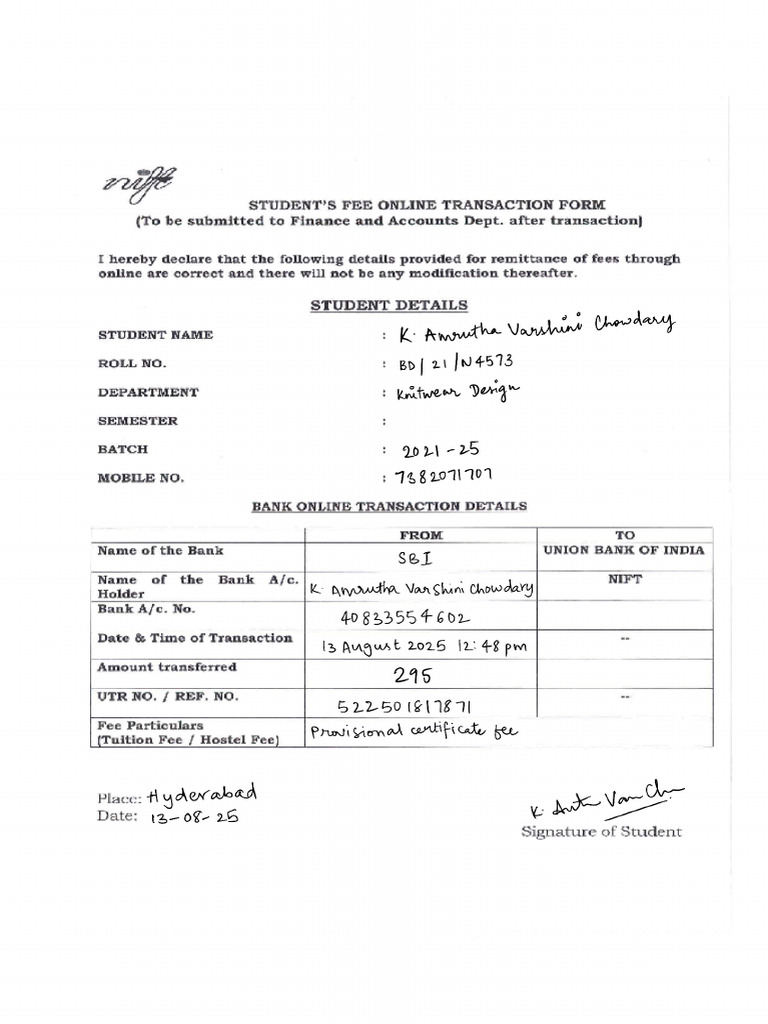 Student Declaration Form | PDF