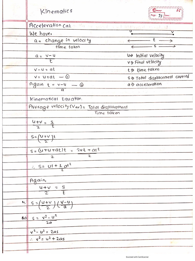 Kinematics Note Numericals | PDF