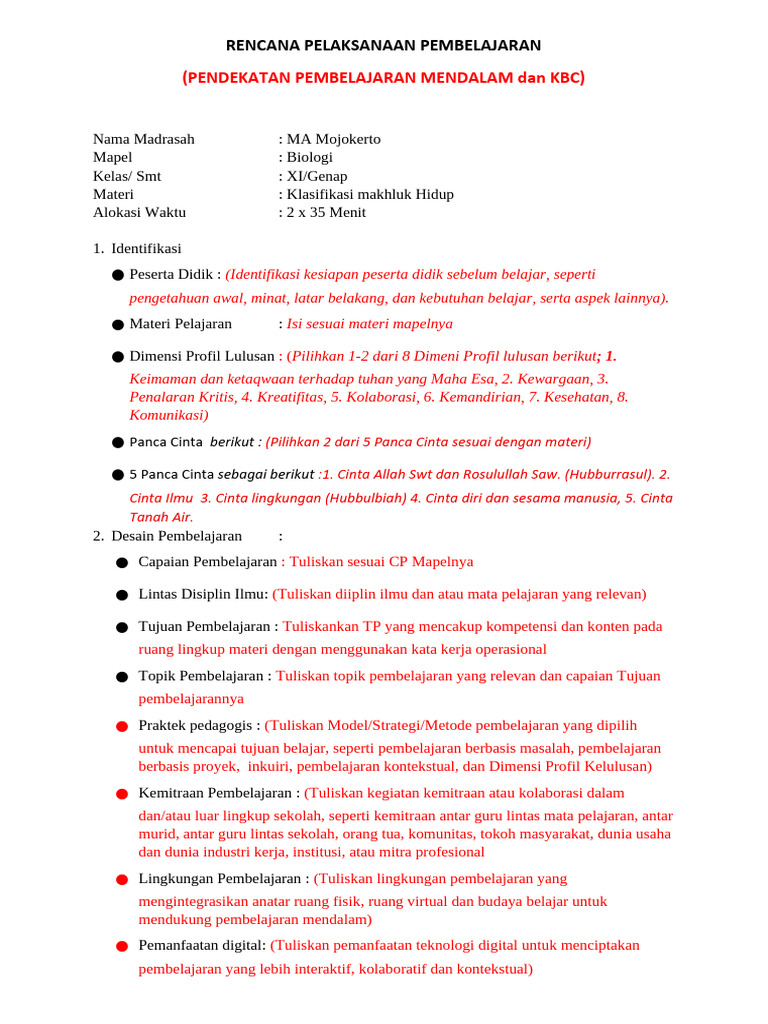 Sistematika RPP Deep Learning KBC VV | PDF