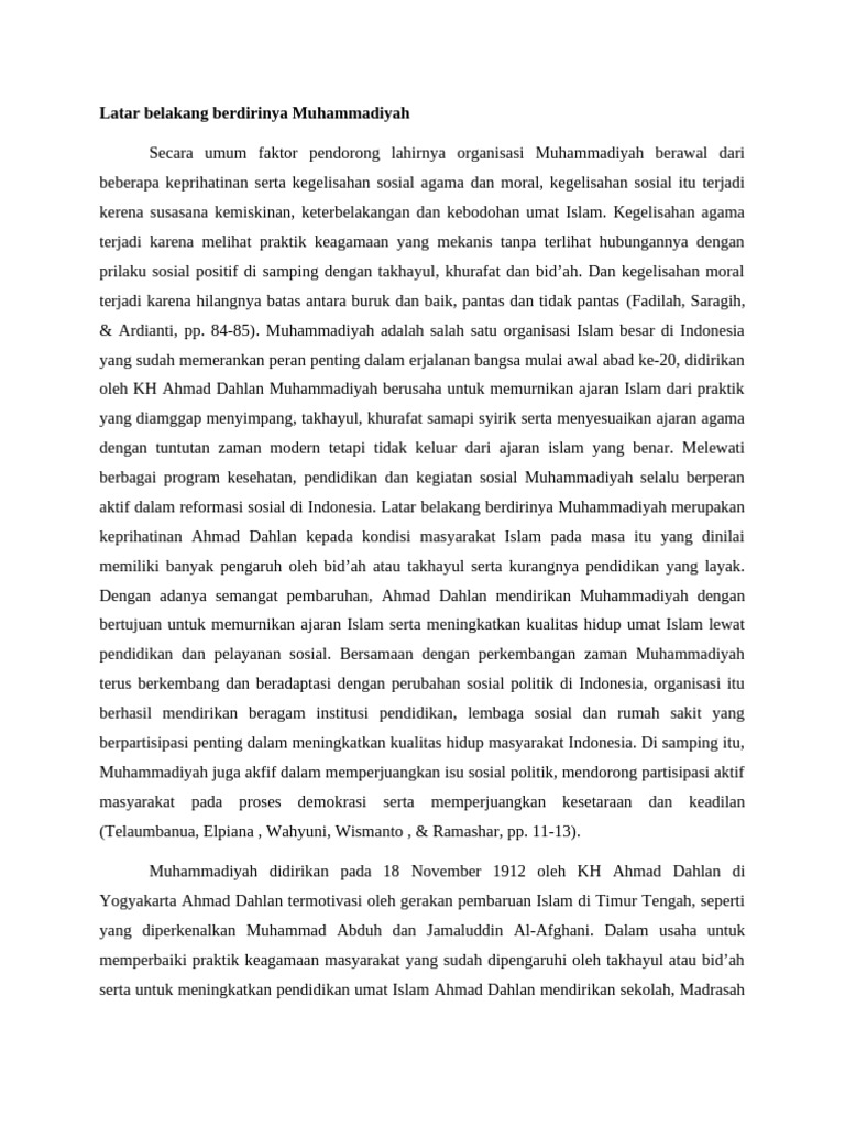 Latar Belakang Berdirinya Muhammadiyah | PDF