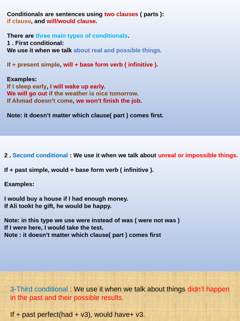 Conditional Sentences. | PDF