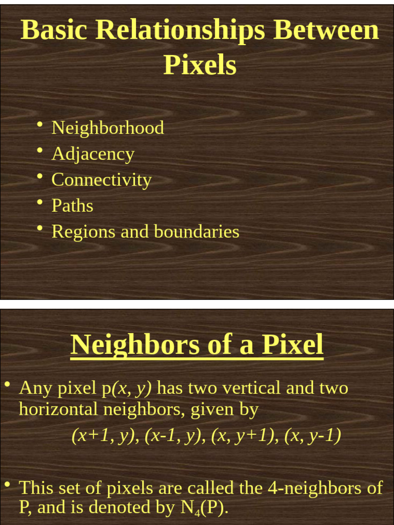 Pixel Relationships: Adjacency & Connectivity | PDF | Mathematical ...