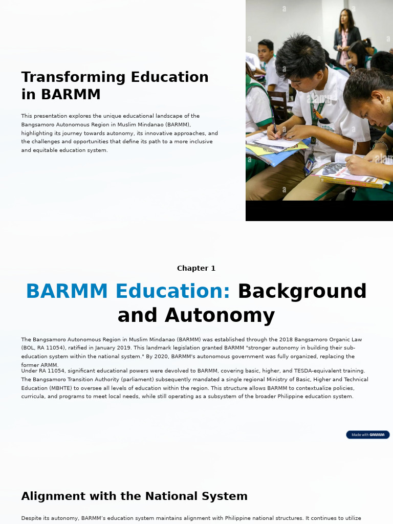 BARMM Education: Autonomy and Innovation | PDF | Learning