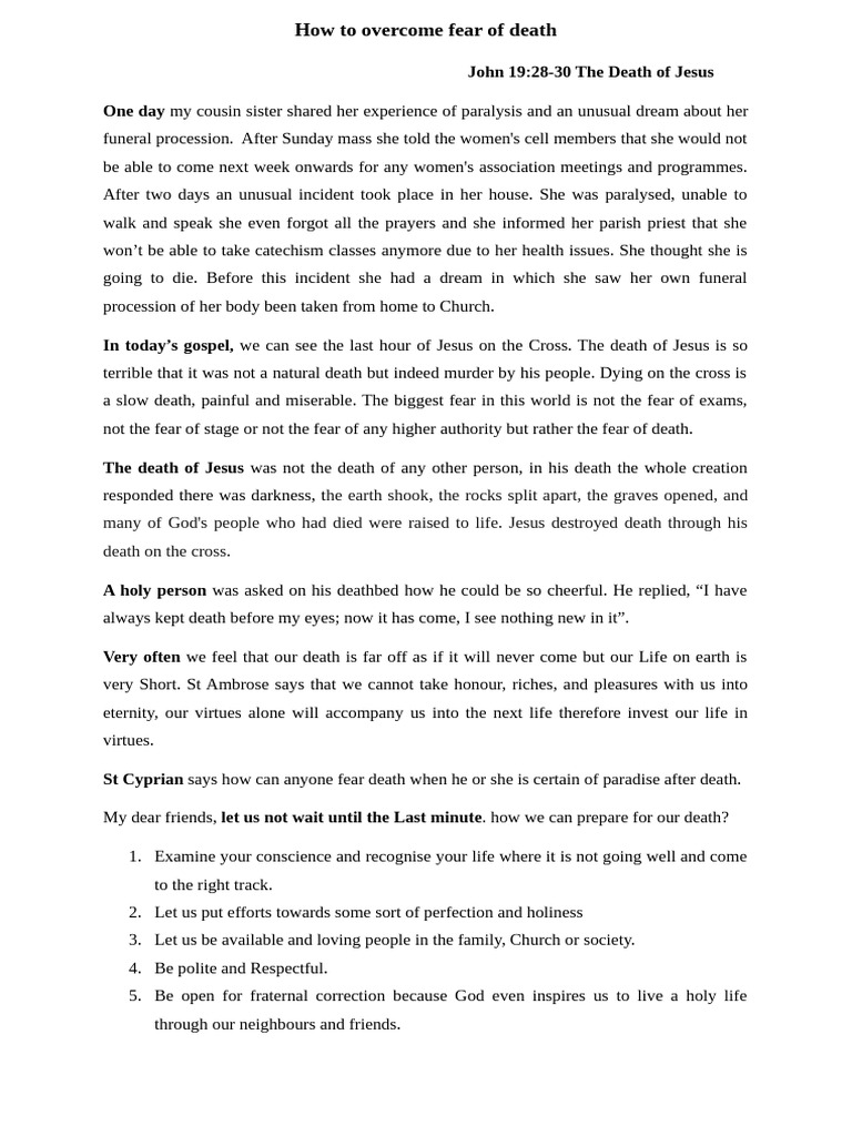 Conquering the Fear of Death | PDF | Christian Belief And Doctrine ...