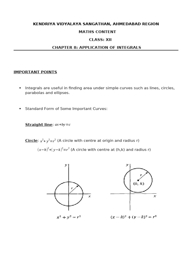 Application of Integrals for Class XII | PDF | Area | Mathematical Objects