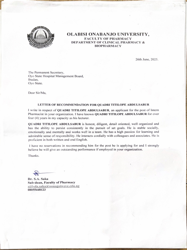 Rec Letter 2 | PDF