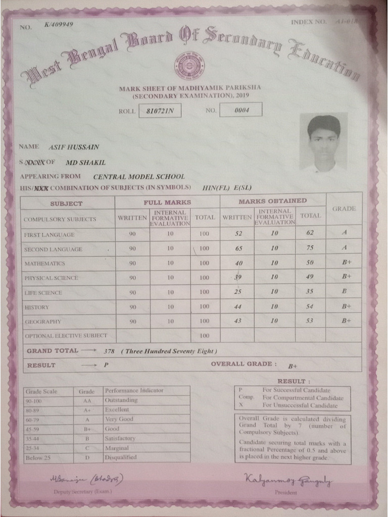 10th Marksheet | PDF