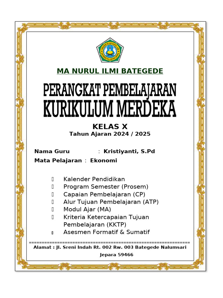 Cover Perangkat Pembelajaran | PDF