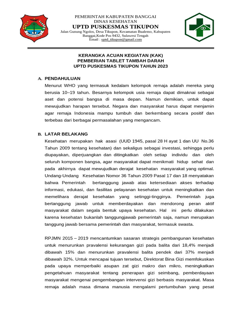 Pemberian Tablet Tambah Darah Remaja 2023 | PDF