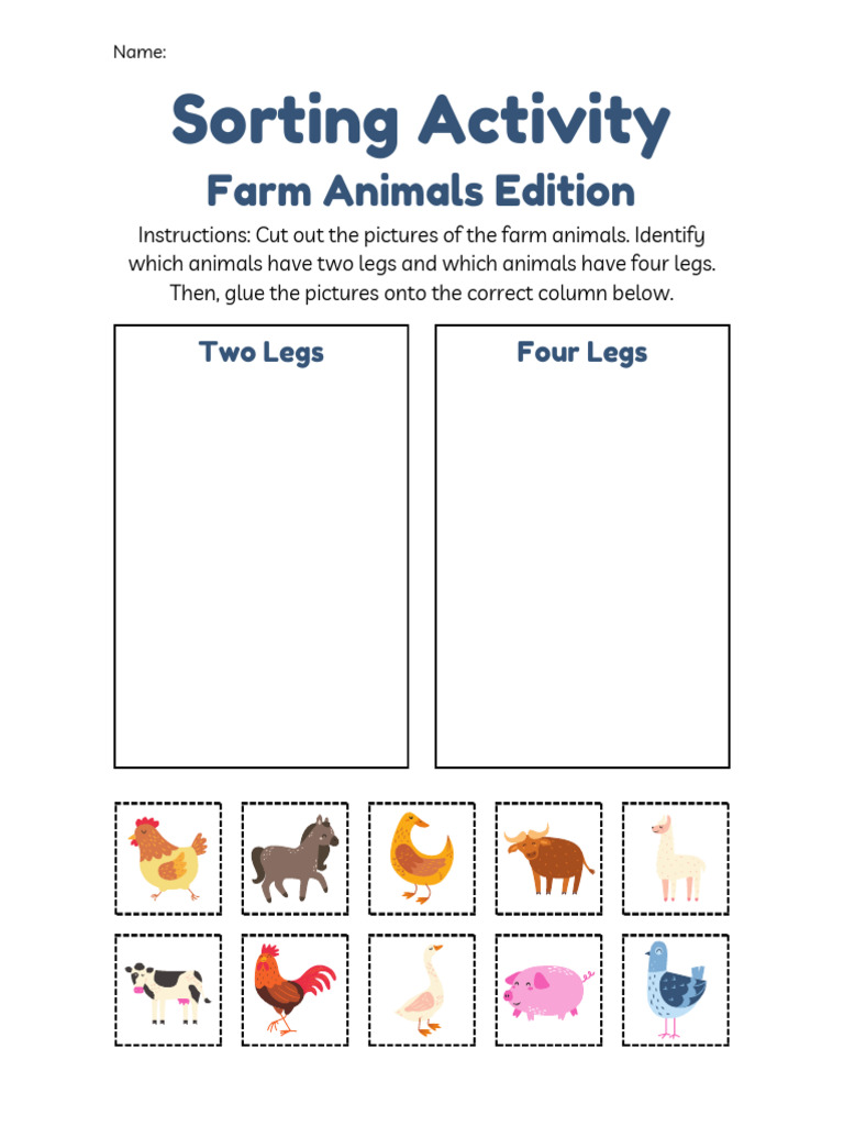 Farm Animals Sorting Activity | PDF