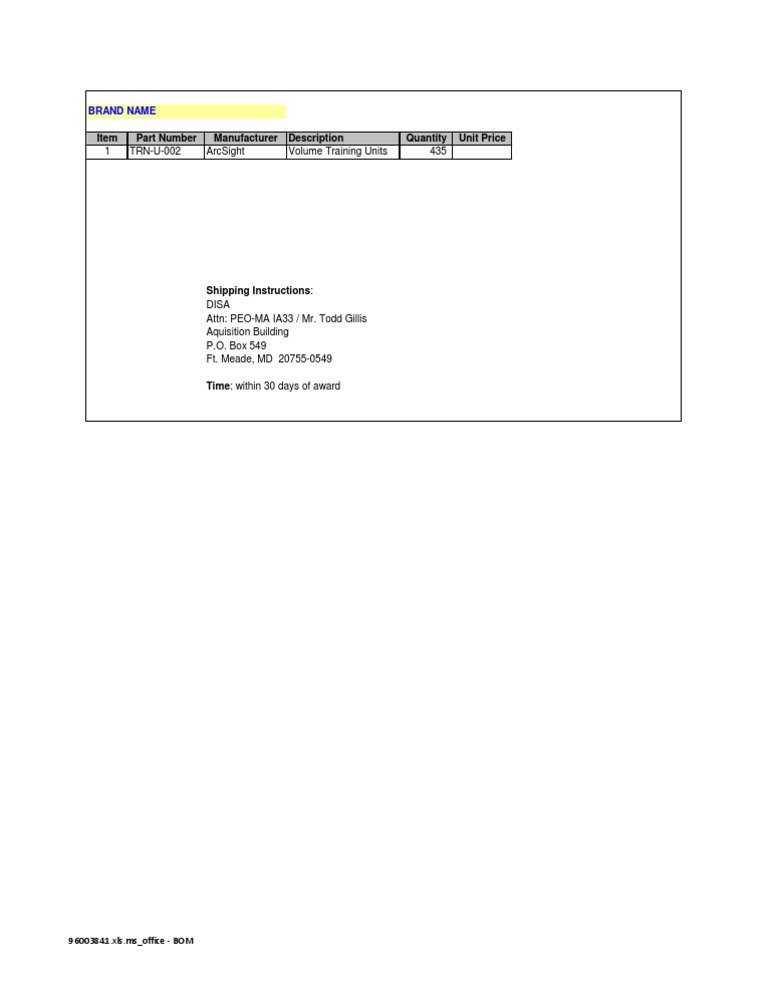 Materials List for Training Units | PDF