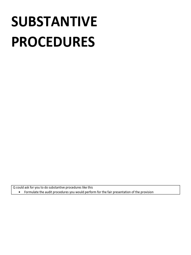 Substantive Audit Procedures Guide | PDF | Real Estate Appraisal ...