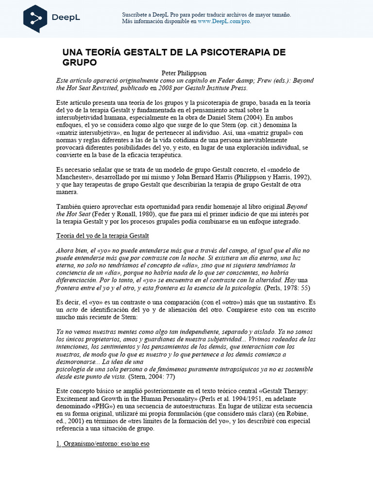 Gestalt Group Therapy Es | PDF | Terapia Gestalt | Experiencia