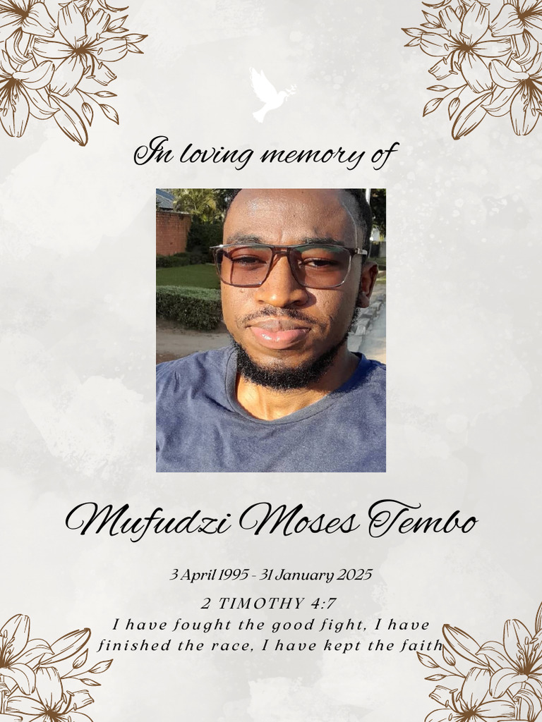 Funeral Program for Mufudzi Moses Tembo | PDF