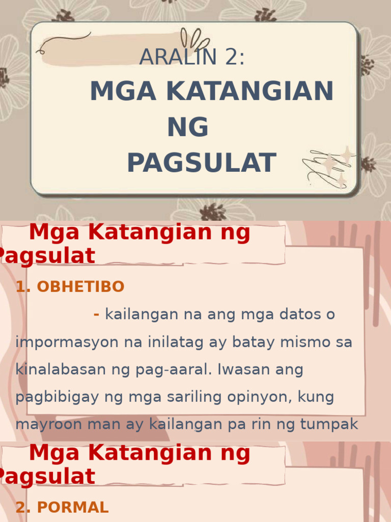 Aralin 2 - Mga Katangian NG Pagsulat | PDF