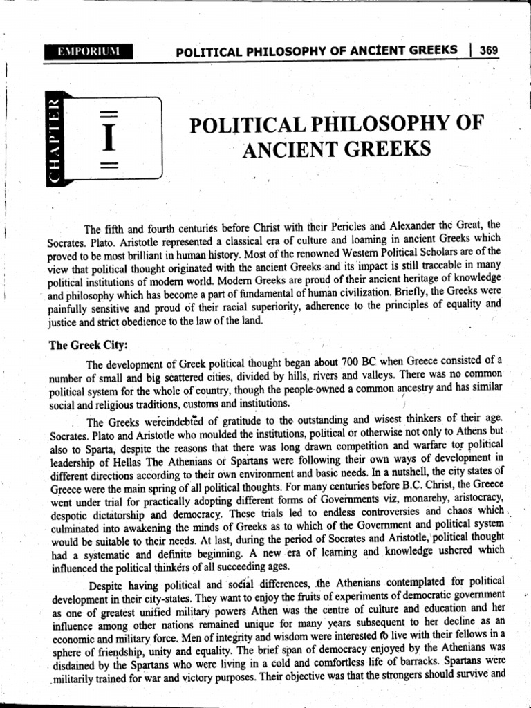 Political Philosophy of Ancient Greeks | PDF