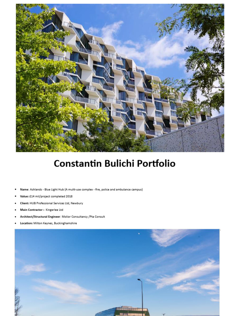 Constantin Bulichi Project Portfolio | PDF | Building Engineering ...