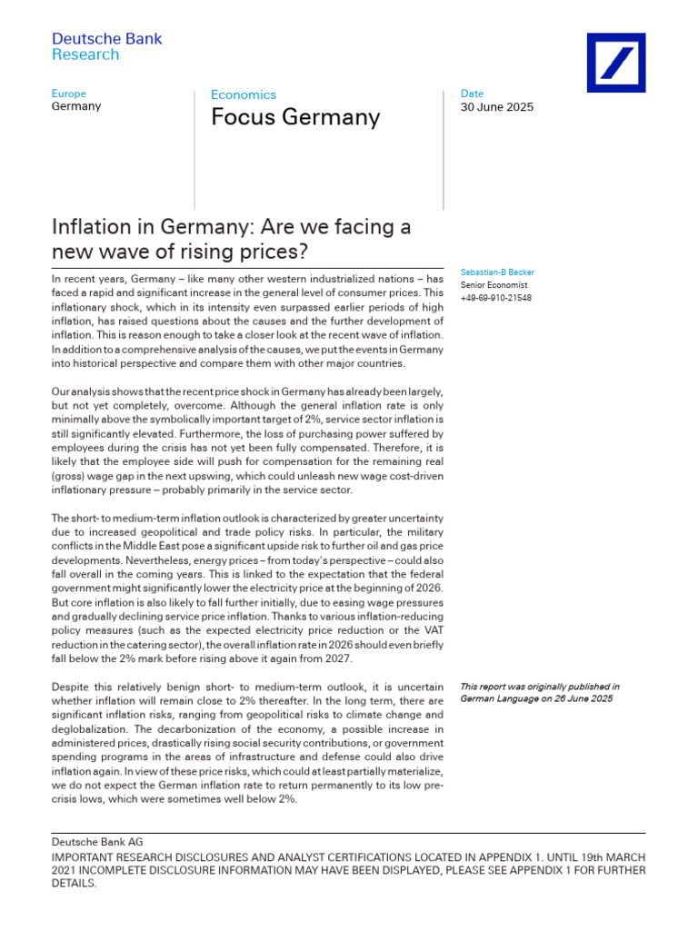 Inflation in Germany Are We Facing A New Wave of | PDF | Inflation ...