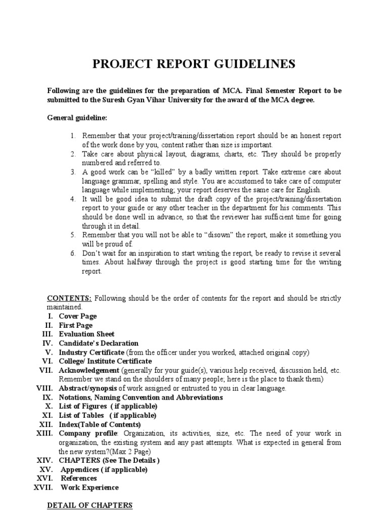 Mca Project Report Guidelines and Formats | PDF | System | Specification (Technical Standard)