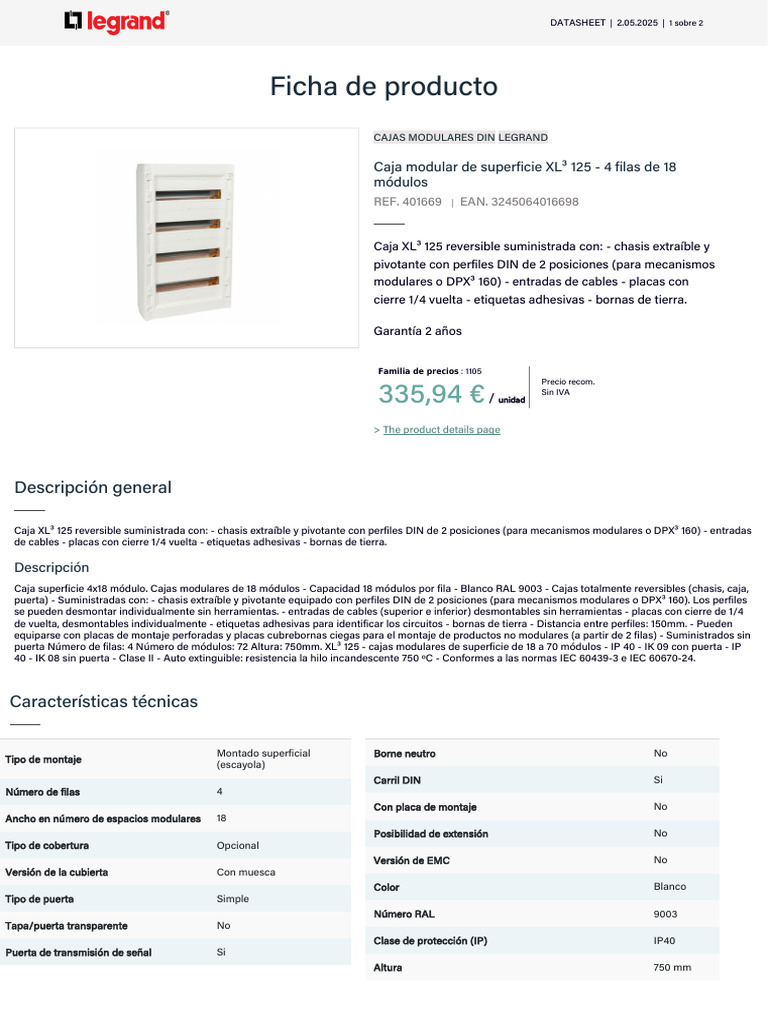 Cajas Modulares DIN de LEGRAND | PDF