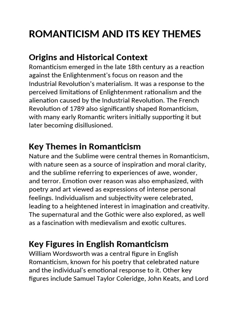 Key Themes in Romanticism and Dickens | PDF | Romanticism | Charles Dickens
