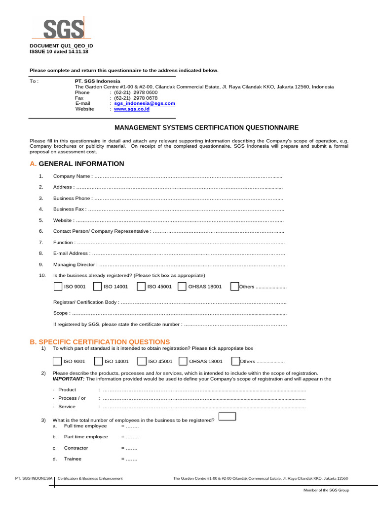 QU1 - General - QEO - Issue 10 (1) (For ISO) | PDF | Waste | Water ...