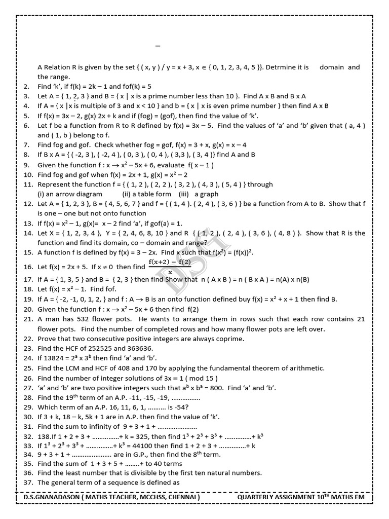 10th Grade Maths Quarterly Assignment | PDF | Chess Theory | Chess
