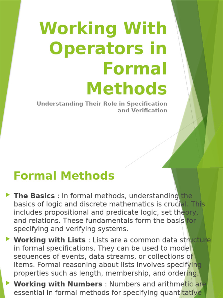 Operators in Formal Methods | PDF | Formal Methods | Formal Verification
