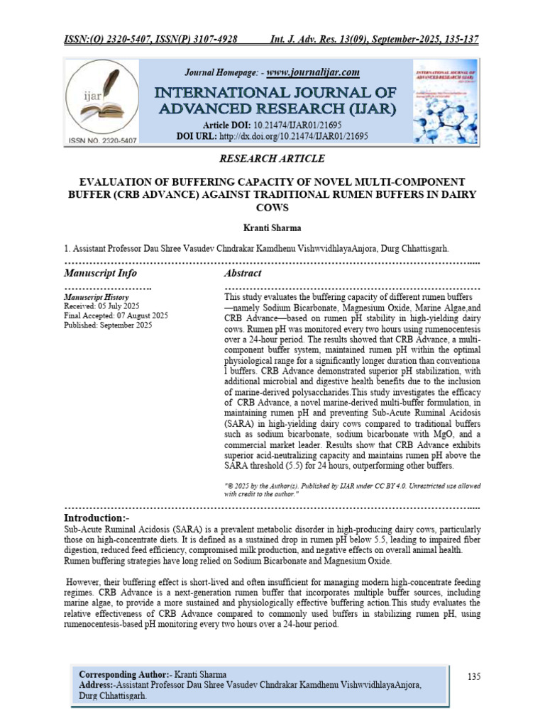 Evaluation of Buffering Capacity of Novel Multi-Component Buffer (CRB ...