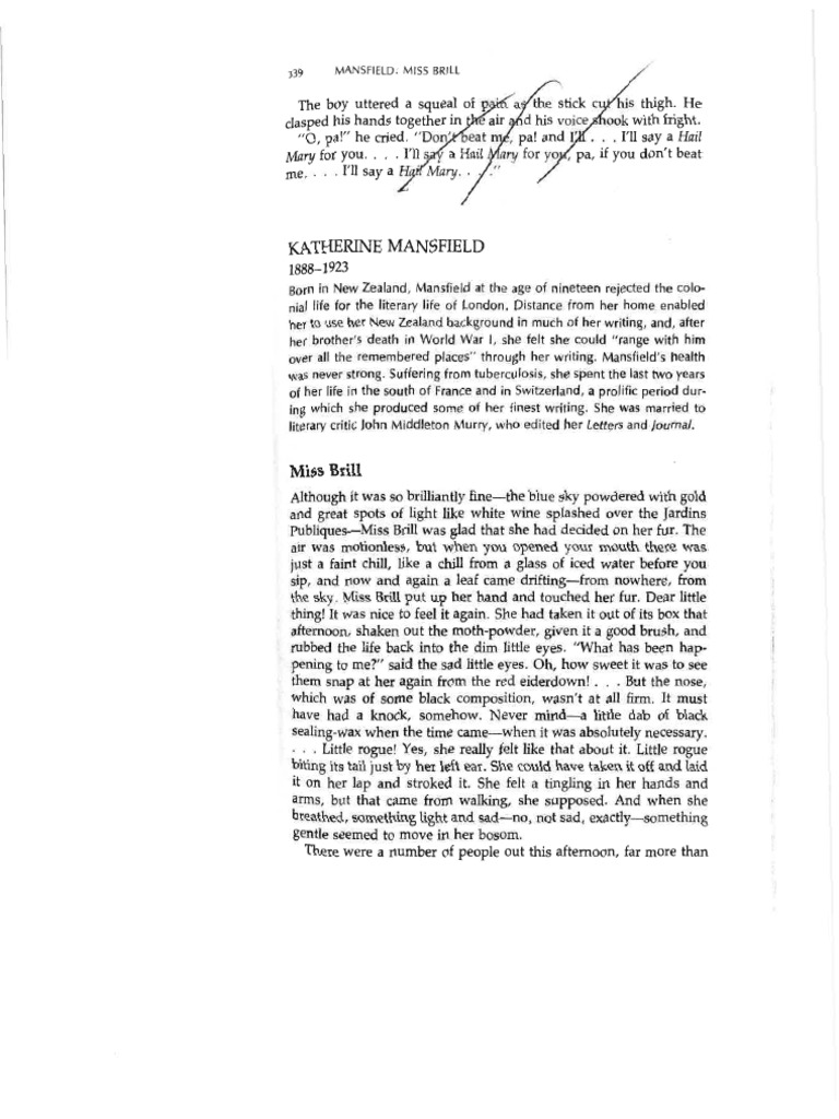 Miss Brill - Mansfield | PDF