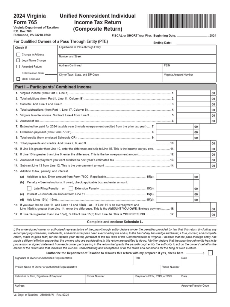 Unified Nonresident Individual Income Tax Return (Composite Return ...