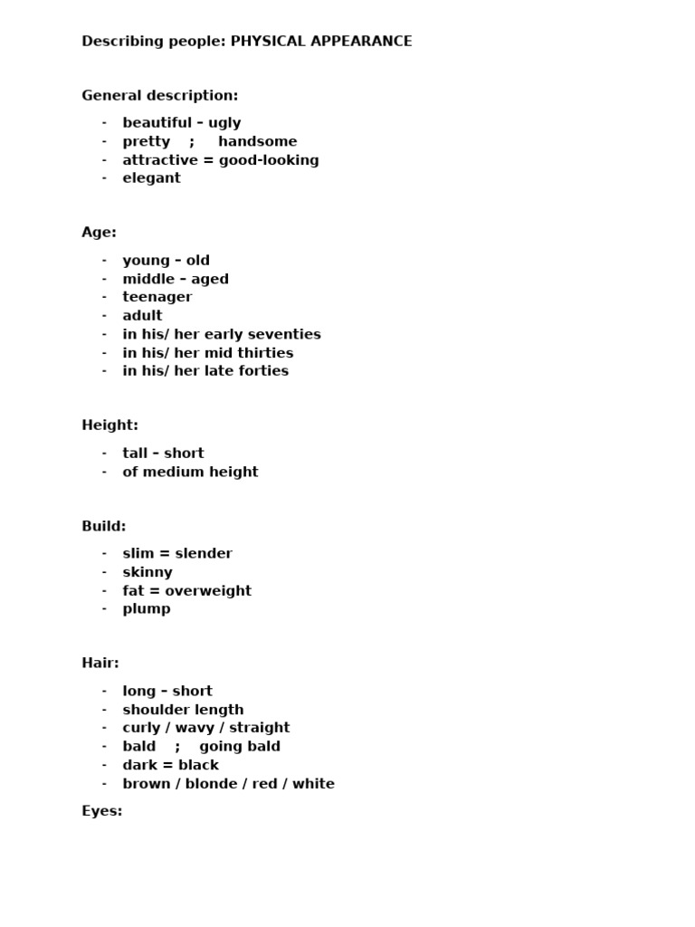 Physical Appearance | PDF
