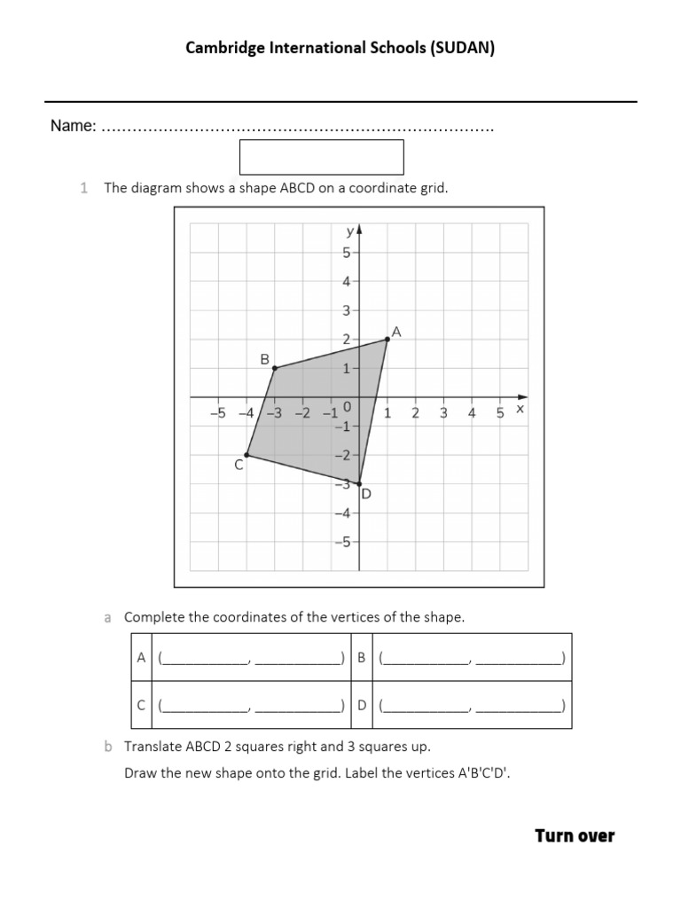 Grade 6 Coordinate Geometry Test | PDF
